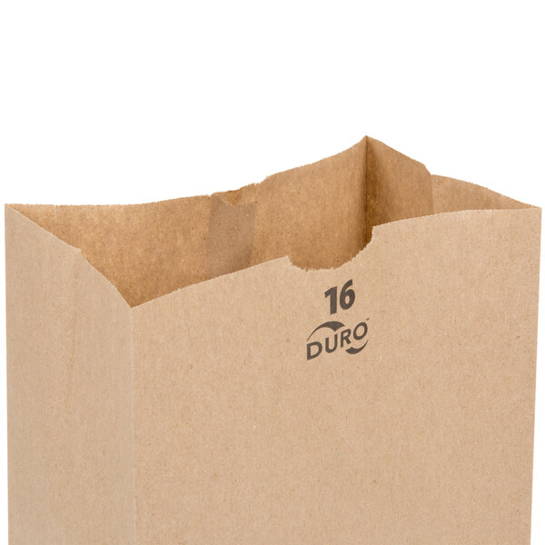 Duro 16 lb. Brown Paper Bag - 500/Bundle