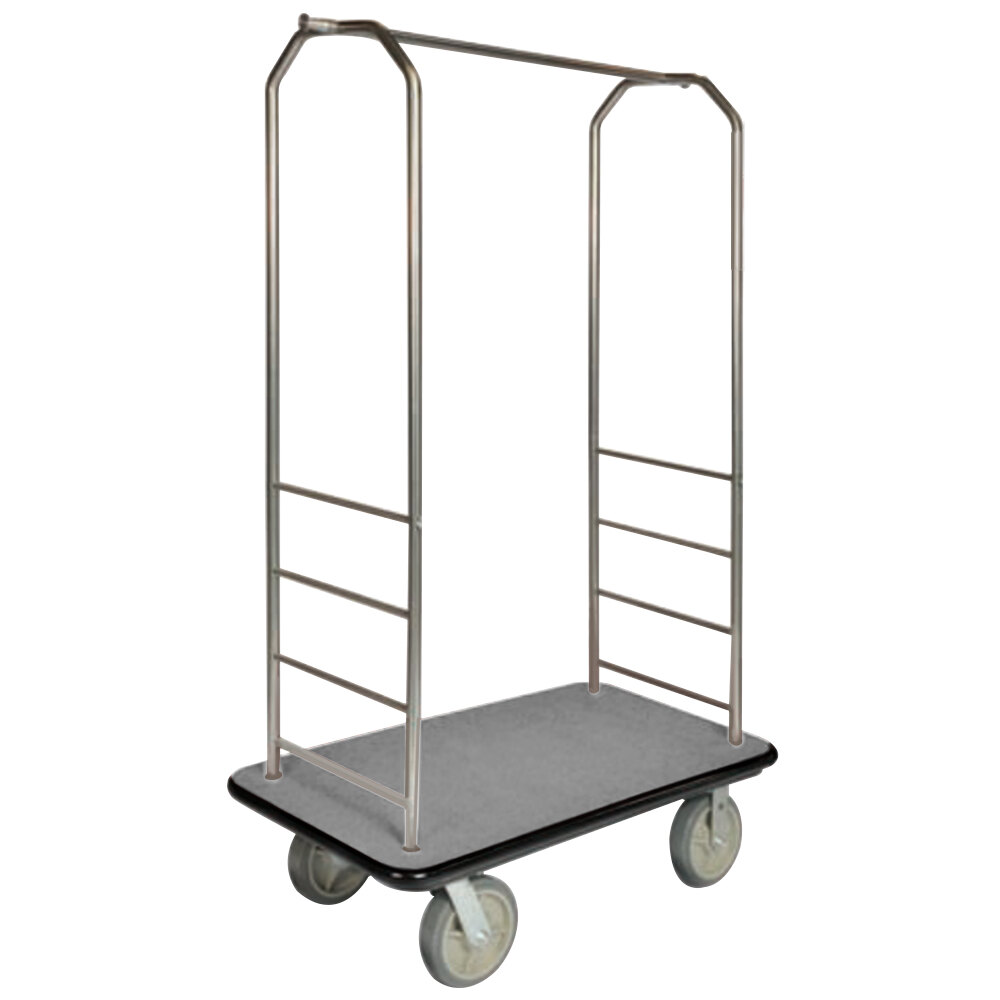 CSL 2000BK-050 Chrome Finish Bellman's Cart with Rectangular Gray ...
