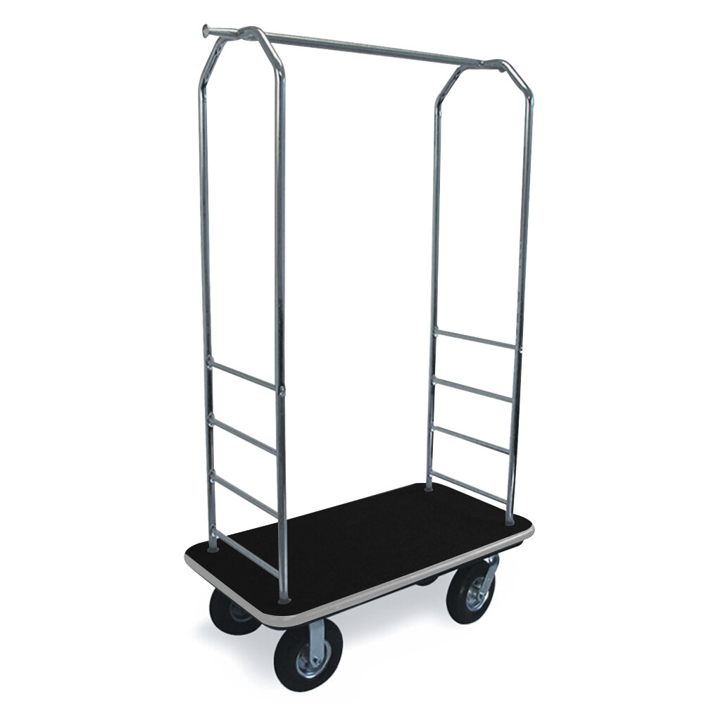CSL 2000GY-010 Chrome Finish Bellman's Cart with Rectangular Black ...