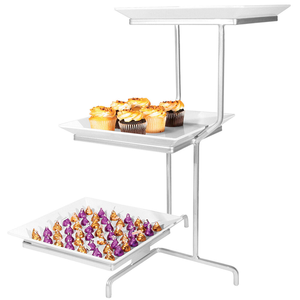 Cal-Mil SR2301-39 Platinum Three Tier Offset Stand with Square Melamine ...