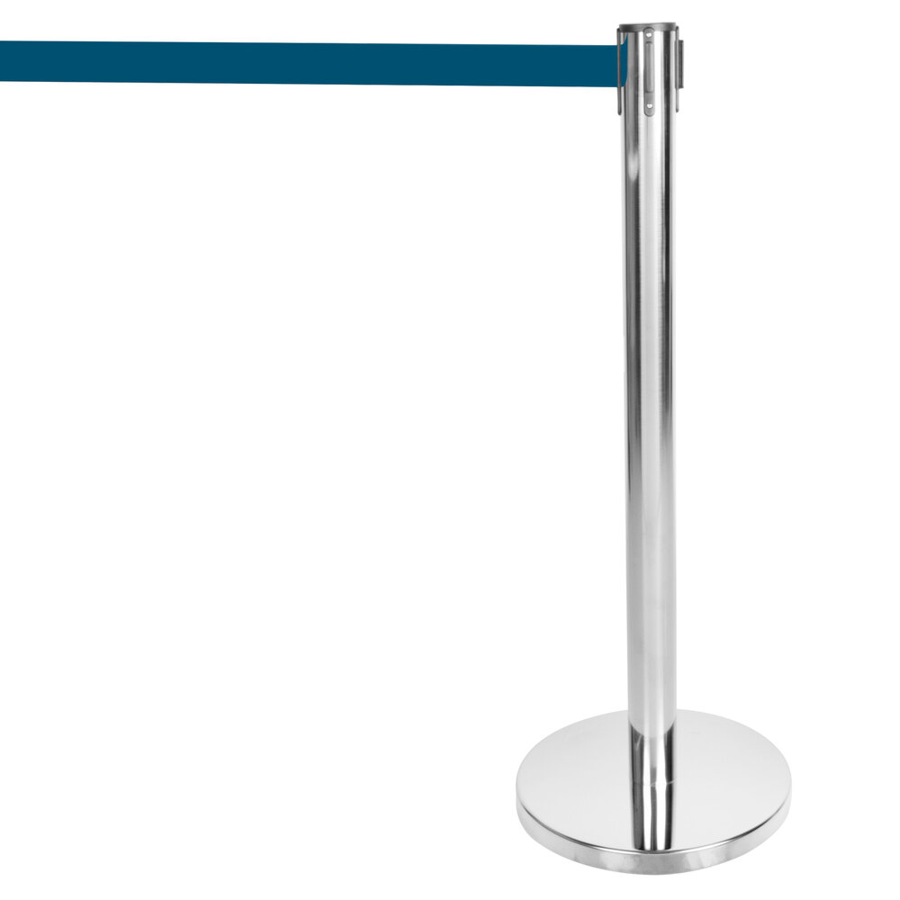 Aarco HS-10 Satin 40" Crowd Control / Guidance Stanchion with 120" Blue ...