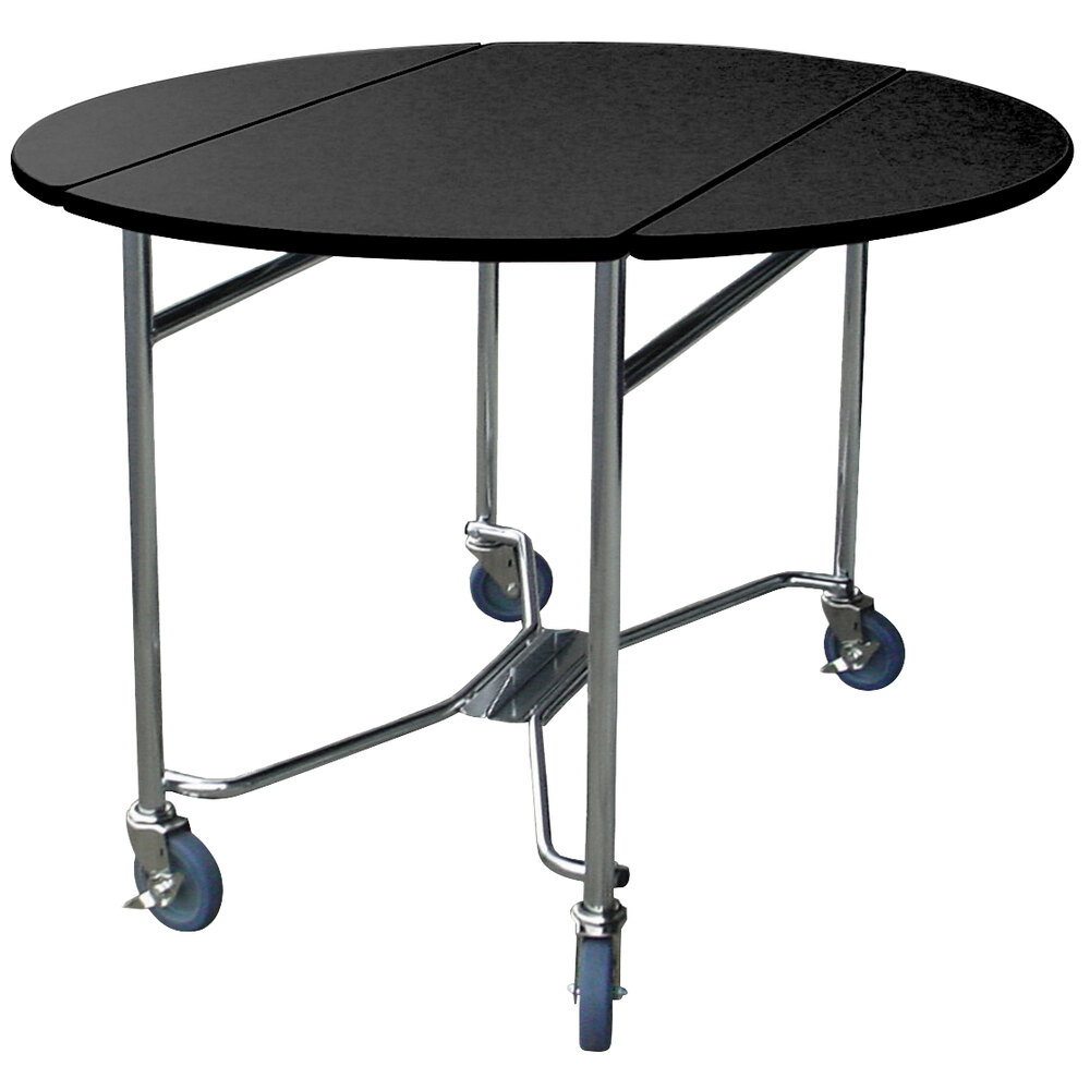 Lakeside 412B Mobile Round Top Room Service Table with Black Finish ...