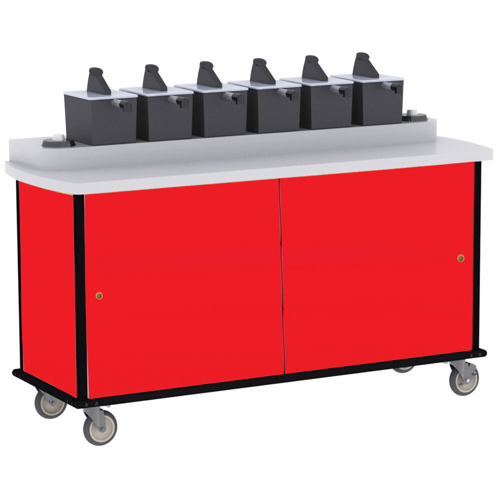 Lakeside 70530RD Red Condi-Express 6 Pump Condiment Cart with (2) Cup ...