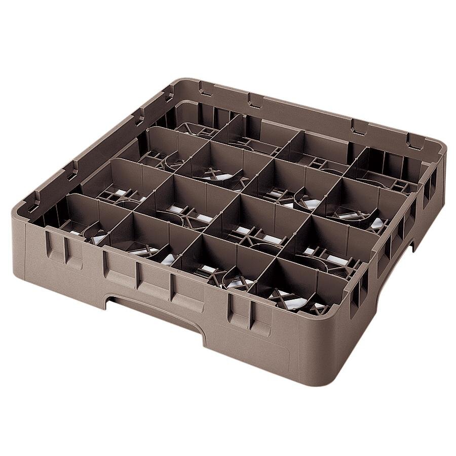 Cambro 16S434167 Camrack 5 1/4" High Customizable Brown 16 Compartment ...