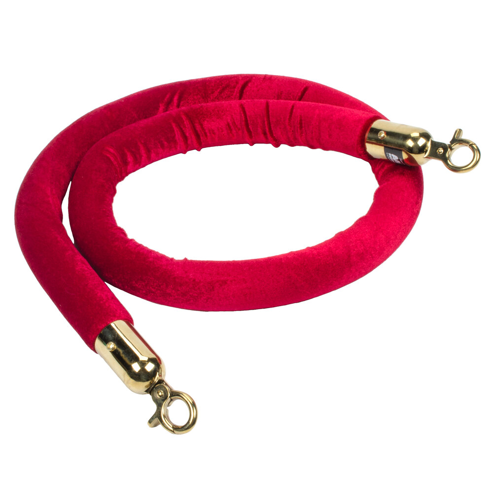 Aarco Red 5' Stanchion Rope with Brass Ends for Rope Style Crowd ...