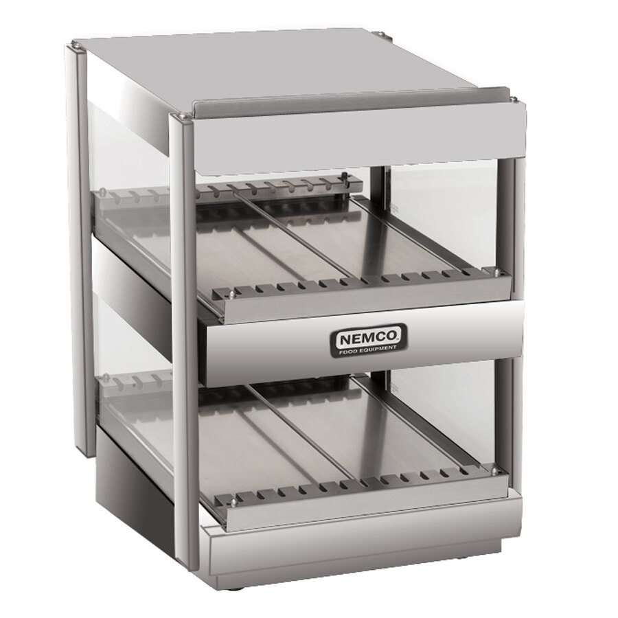 Nemco 6480-18S Stainless Steel 18" Slanted Double Shelf Merchandiser - 120V