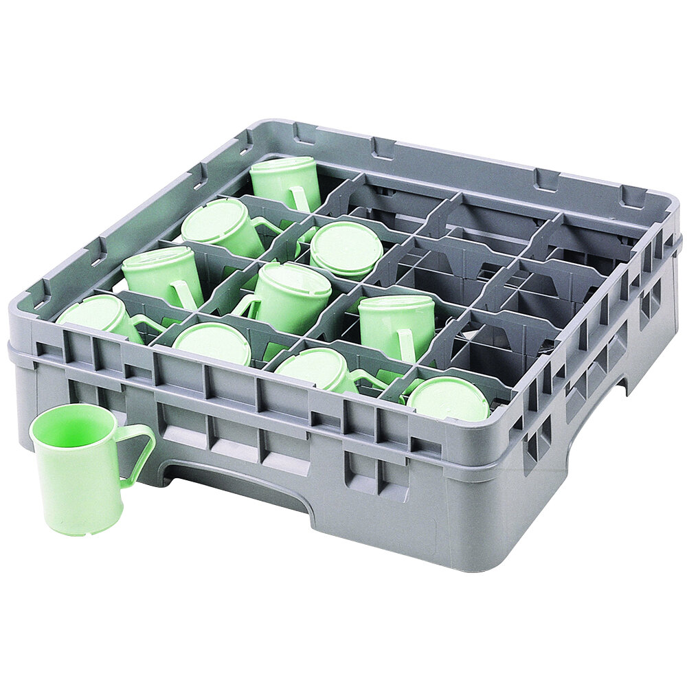 Cambro 16C258151 Camrack 2 5/8" Soft Gray Customizable 16 Compartment ...
