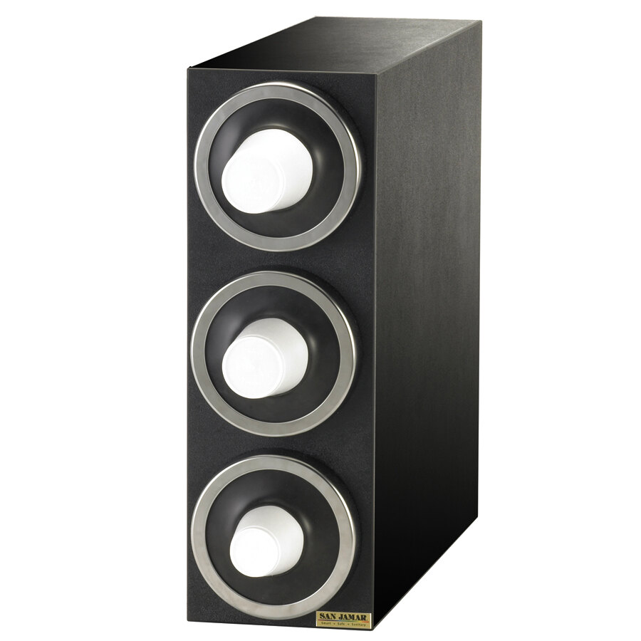 San Jamar C2903 EZ-Fit Black 3-Slot Vertical 8 - 46 oz. Countertop Cup ...