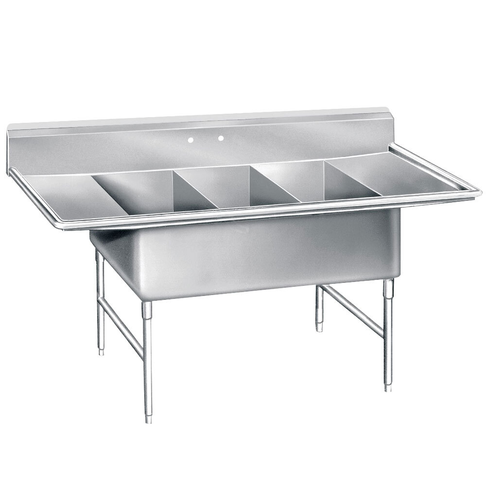 Advance Tabco K7-3-3030-24RL 16 Gauge Three Compartment Stainless Steel ...