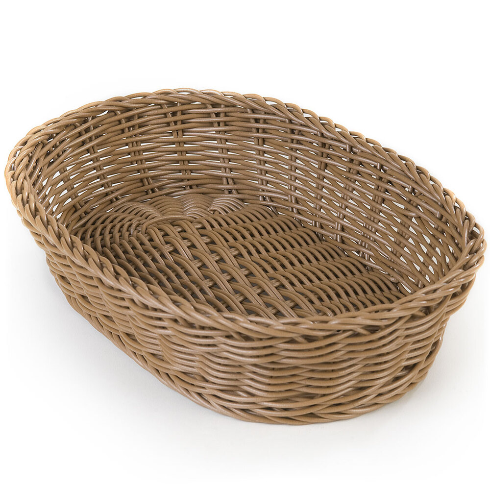 Carlisle 655125 Brown 12" x 8" Woven Oval Basket - 6 / Case