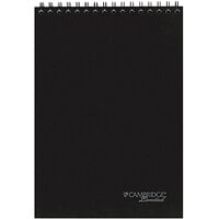 Cambridge 06672 9 1/2" x 6 5/8" Black Linen Legal Rule Side Bound ...