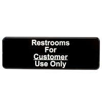 Restrooms For Customer Use Only Sign - Black and White, 9" x 3"