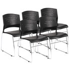Boss B1400-BK-2 Black Stack Chair with Chrome Frame - 2/Pack