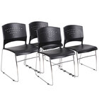 Boss B1400-BK-1 Black Stack Chair with Chrome Frame