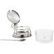 Tablecraft 357 6 oz. Glass Condiment Jar with Holder, Lid & Spoon