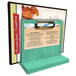 Menu Solutions WDMHS 3" x 7" Washed Teal Wood Tabletop Menu Caddy with Clip