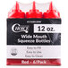Choice 12 oz. Red Wide Mouth Squeeze Bottle - 6/Pack