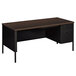 HON P3265RMOP Metro Classic Mocha/Black Desk with Right Side Pedestal ...