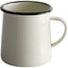 Tablecraft 80010 Enamelware 16 oz. Black and White Rolled Rim Mug