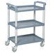 Choice Gray Utility / Bussing Cart with Three Shelves - 32" x 16"