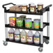 Choice 42" x 20" x 38" Black 3 Shelf Utility / Bussing Cart
