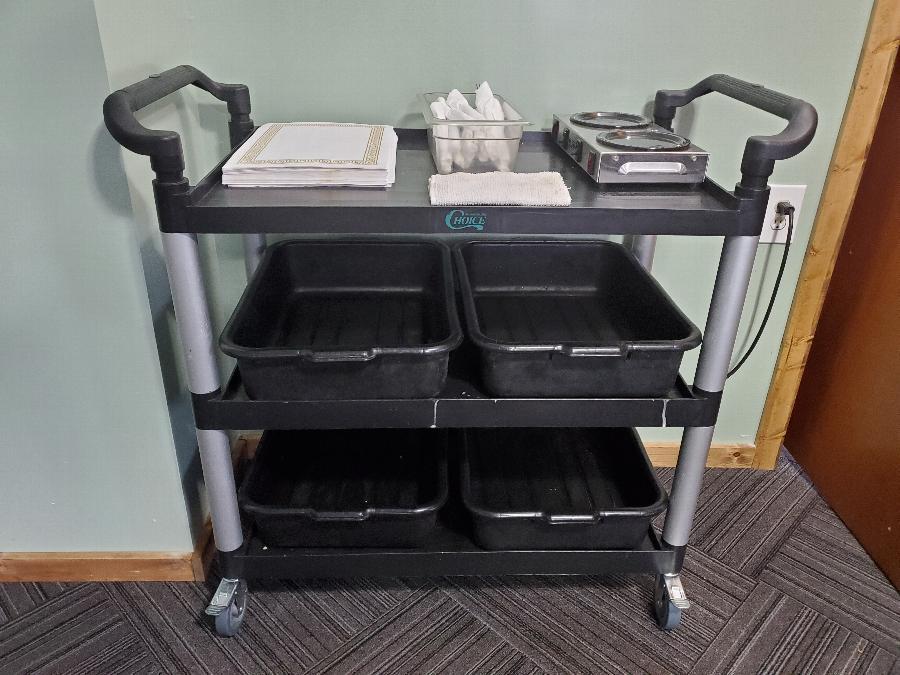 Choice Black Utility / Bussing Cart with Three Shelves - 42" x 20"