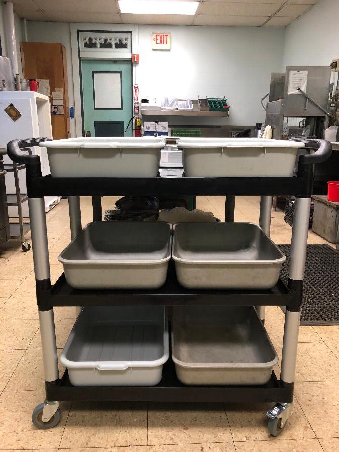 Choice Black Utility / Bussing Cart with Three Shelves - 42" x 20"