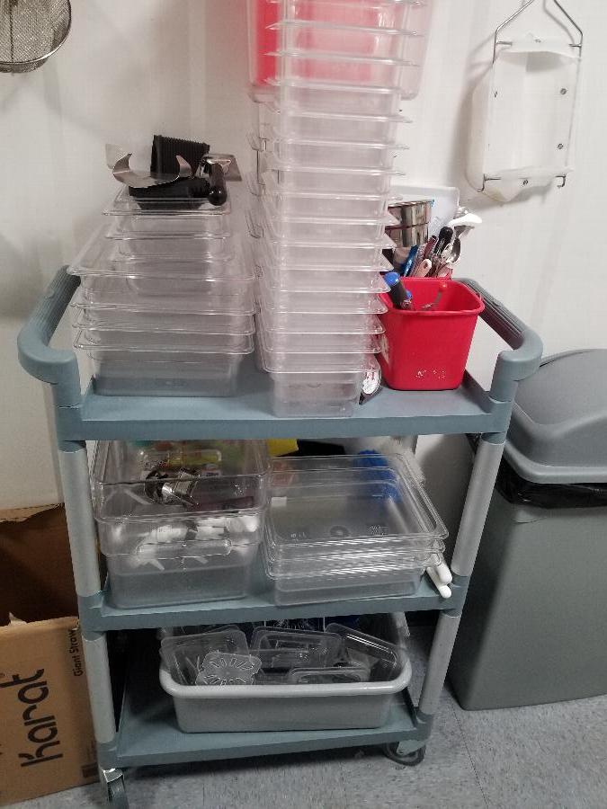 Choice Gray Utility / Bussing Cart with Three Shelves - 32" x 16"