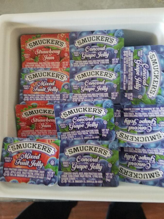 Smucker's Concord Grape Jelly, Strawberry Jam, & Orange Marmalade .5 oz ...