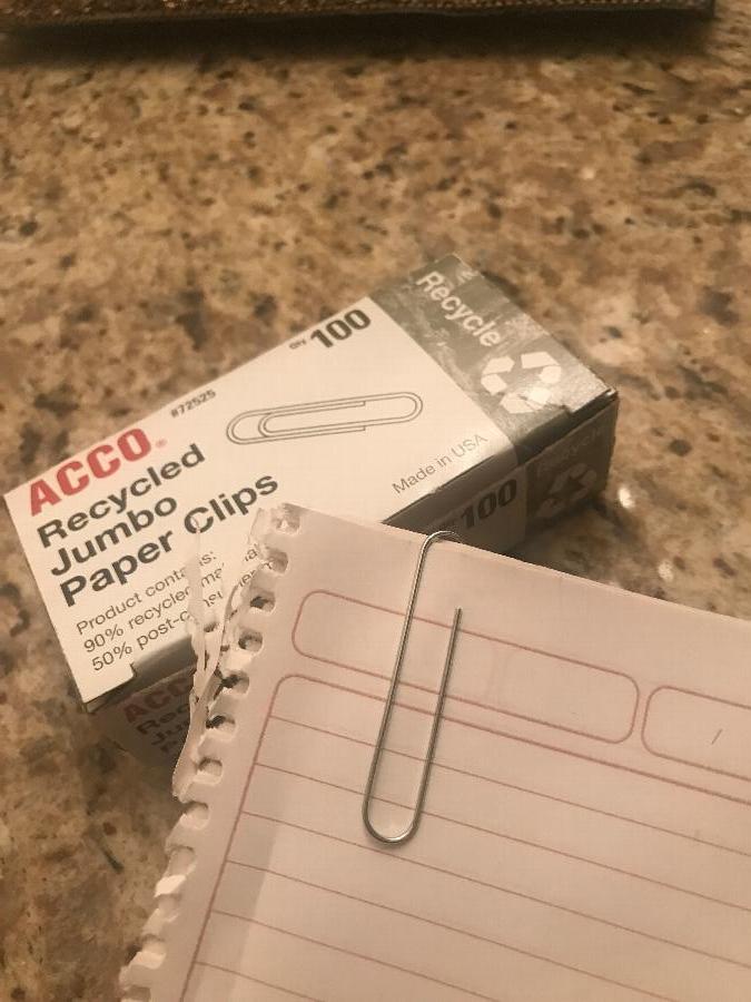 Acco 72525 Silver Smooth Jumbo Recycled Paper Clips - 100/Box