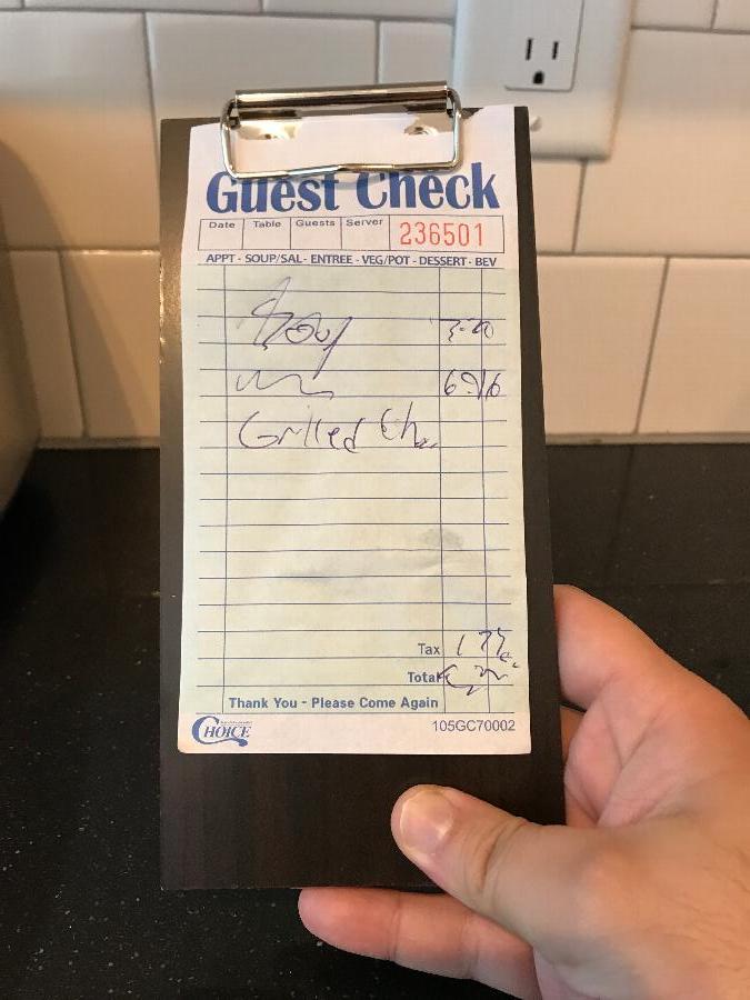 Choice 4" x 8" Dark Wood Color Menu Holder / Check Presenter with Clip