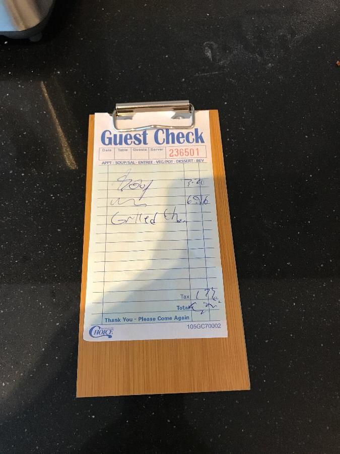 Choice 4" x 8" Natural Wood Color Menu Holder / Check Presenter with Clip