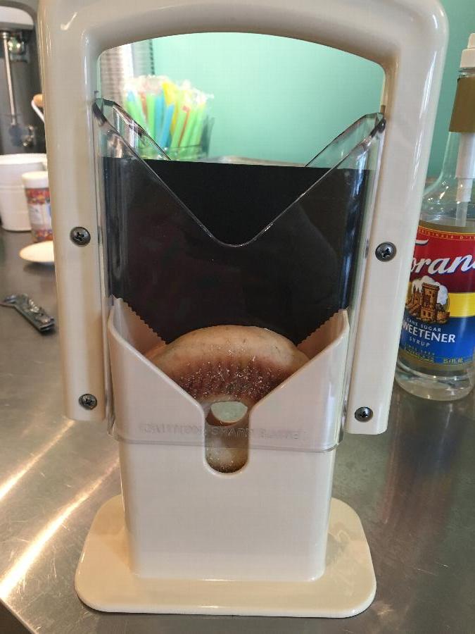 Bagel Cutter | Beige Bagel Slicer from WebstaurantStore