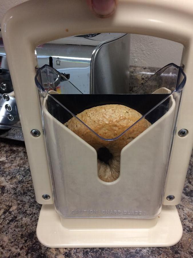 Bagel Cutter | Beige Bagel Slicer from WebstaurantStore