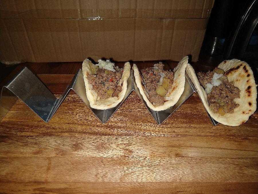 Choice 13 1/4" x 2" x 2" Stainless Steel Half Size Taco Holder with 4 ...