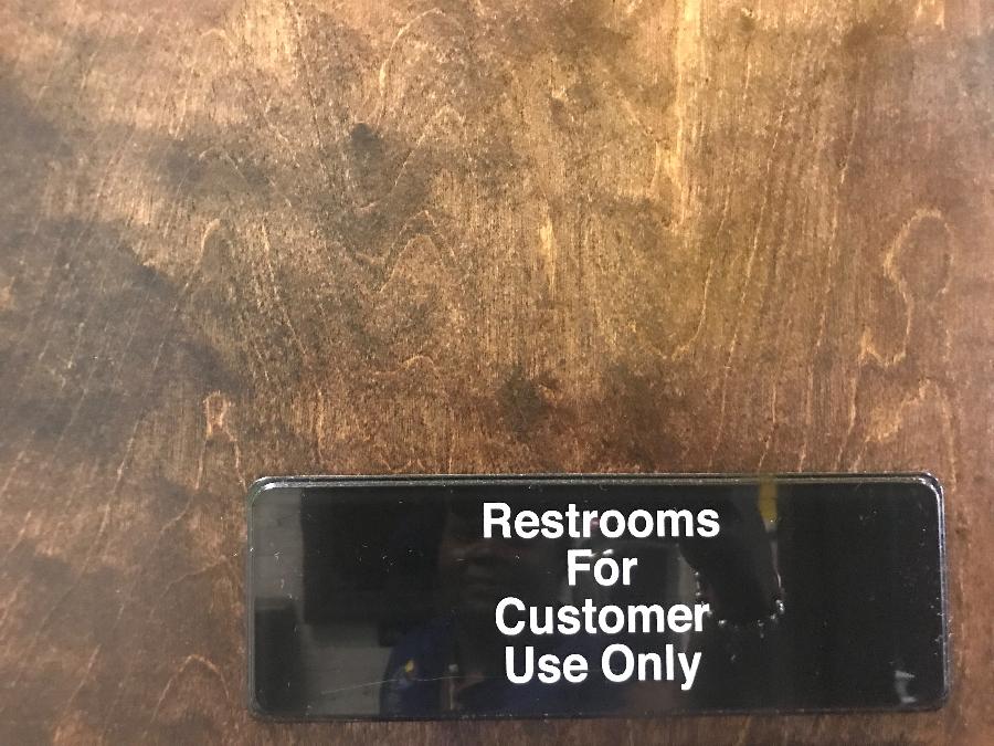 Restrooms For Customer Use Only Sign - Black and White, 9" x 3"