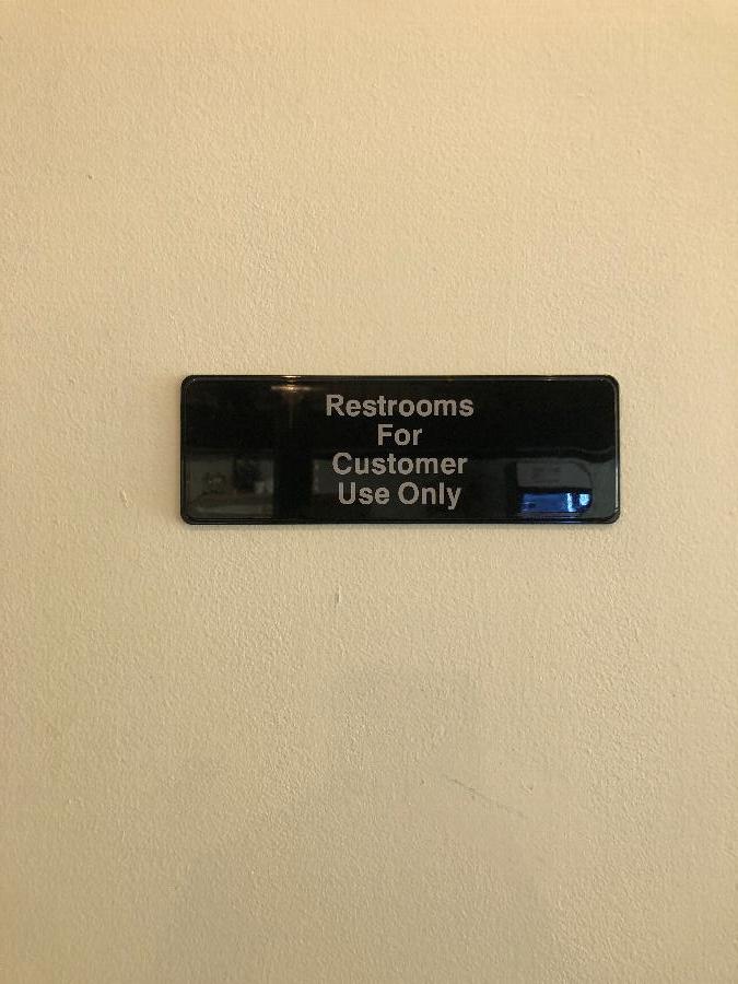 Restrooms For Customer Use Only Sign - Black and White, 9" x 3"