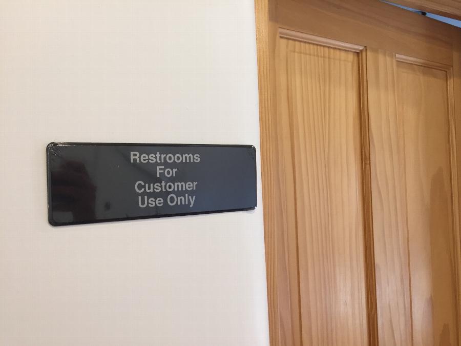 Restrooms For Customer Use Only Sign - Black and White, 9" x 3"