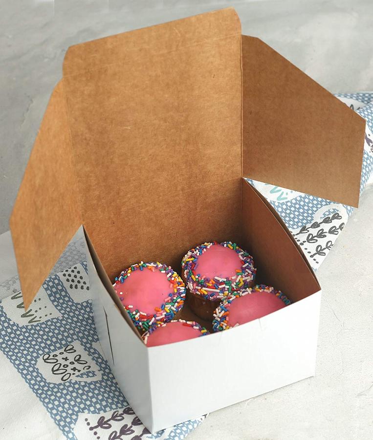 5 1/2" x 5 1/2" x 4" White Cake / Bakery Box - 10/Pack