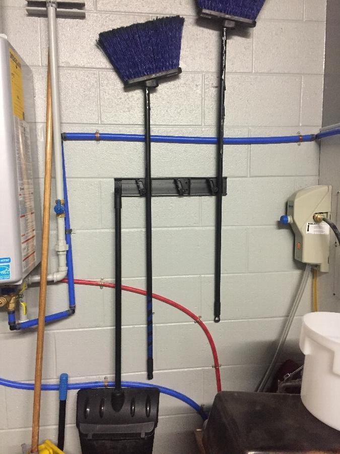 Carlisle 4073100 18" Roll 'N Grip Adjustable Brush, Broom & Mop Closet ...