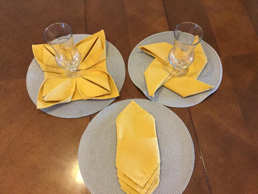 Intedge Gold 65/35 Polycotton Blend Cloth Napkins, 20" x 20" - 12/Pack