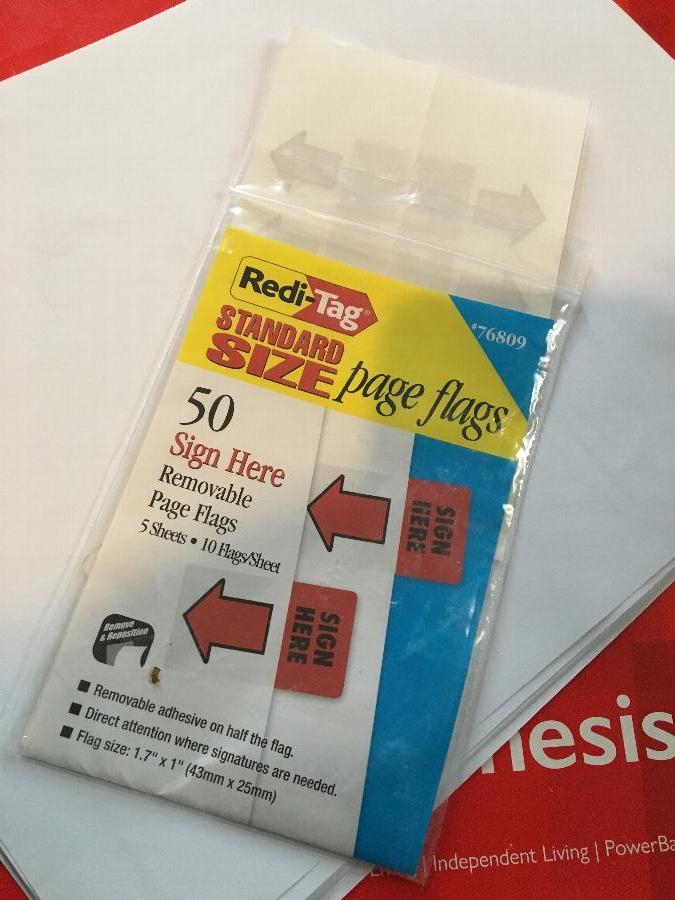 Redi-Tag 76809 Red "Sign Here" Removable Page Flag - 50/Pack