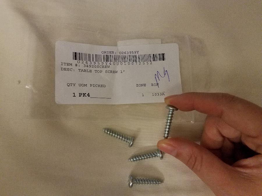 Lancaster Table & Seating Table Top / Base Screw 1" #10 Panhead - 4/Pack