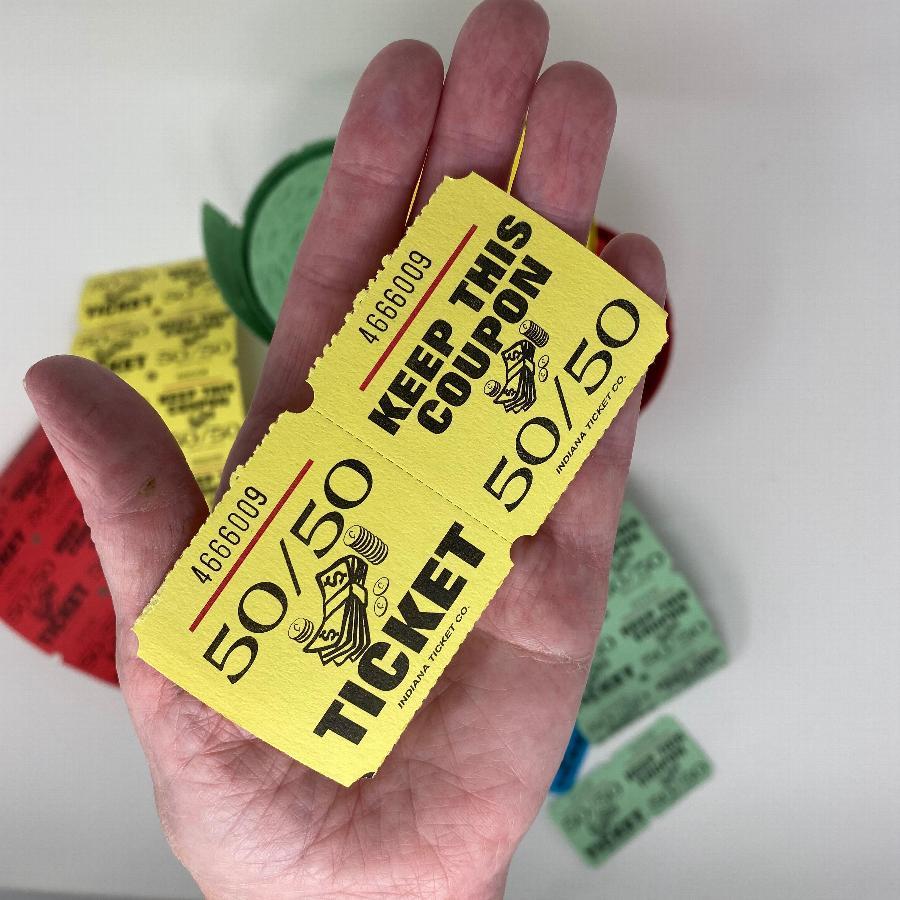 Yellow 50/50 Marquee Raffle Tickets - 1000/Roll