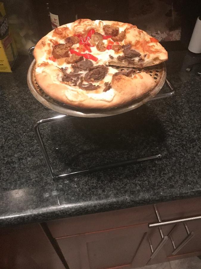 Choice 9" x 8" x 7" Chrome Metal Pizza Stand