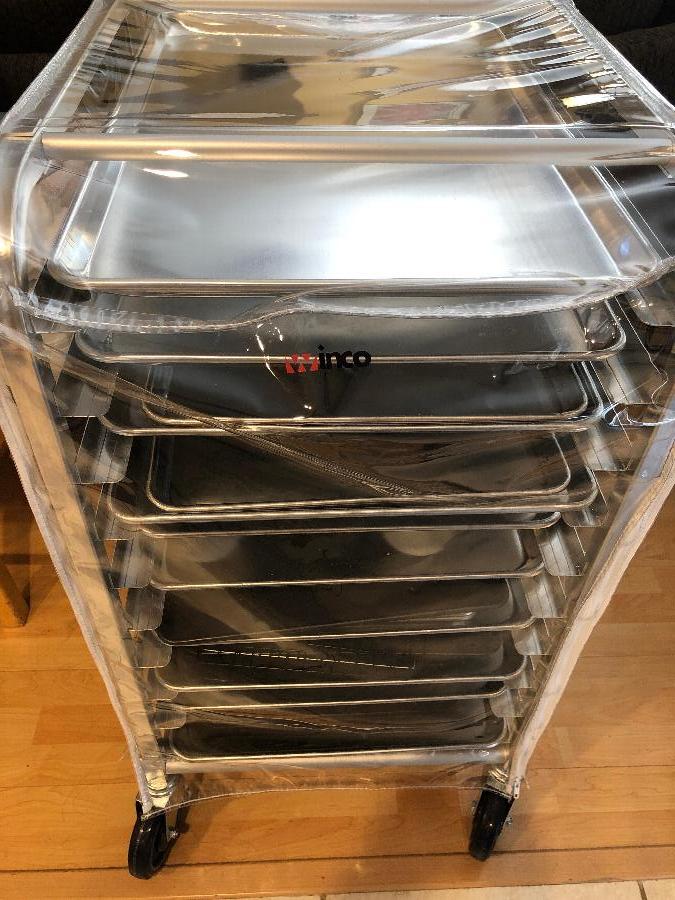 Regency 33 3/4" Clear 8 Mil Half-Size Plastic Bun Pan Rack Cover with 3 ...