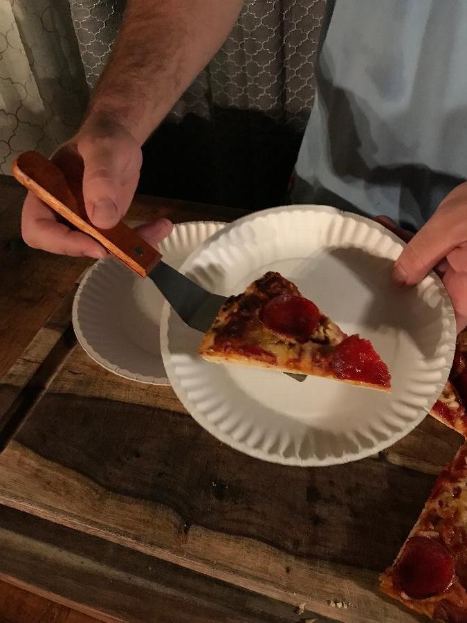 Square Pizza Server with a Wood Handle - 3" x 5"