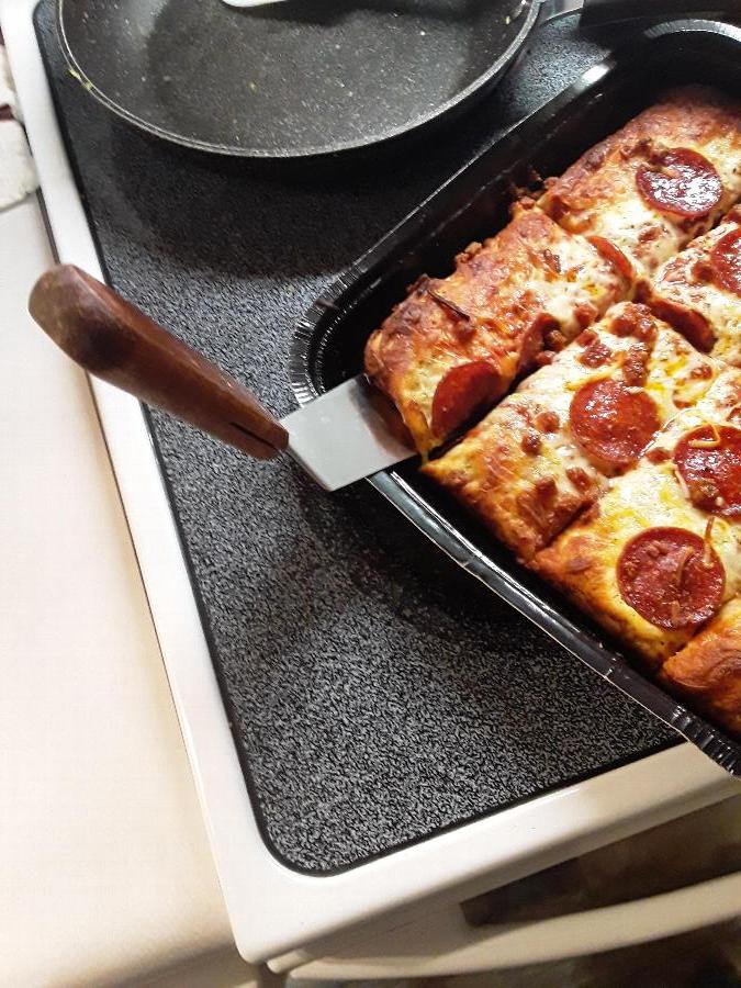 Square Pizza Server with a Wood Handle - 3" x 5"