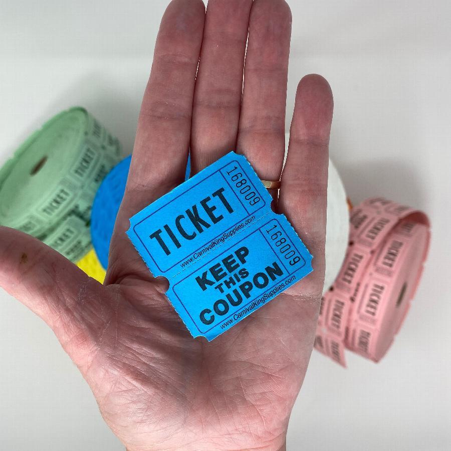 Carnival King Blue 2-Part Raffle Tickets - 2000/Roll