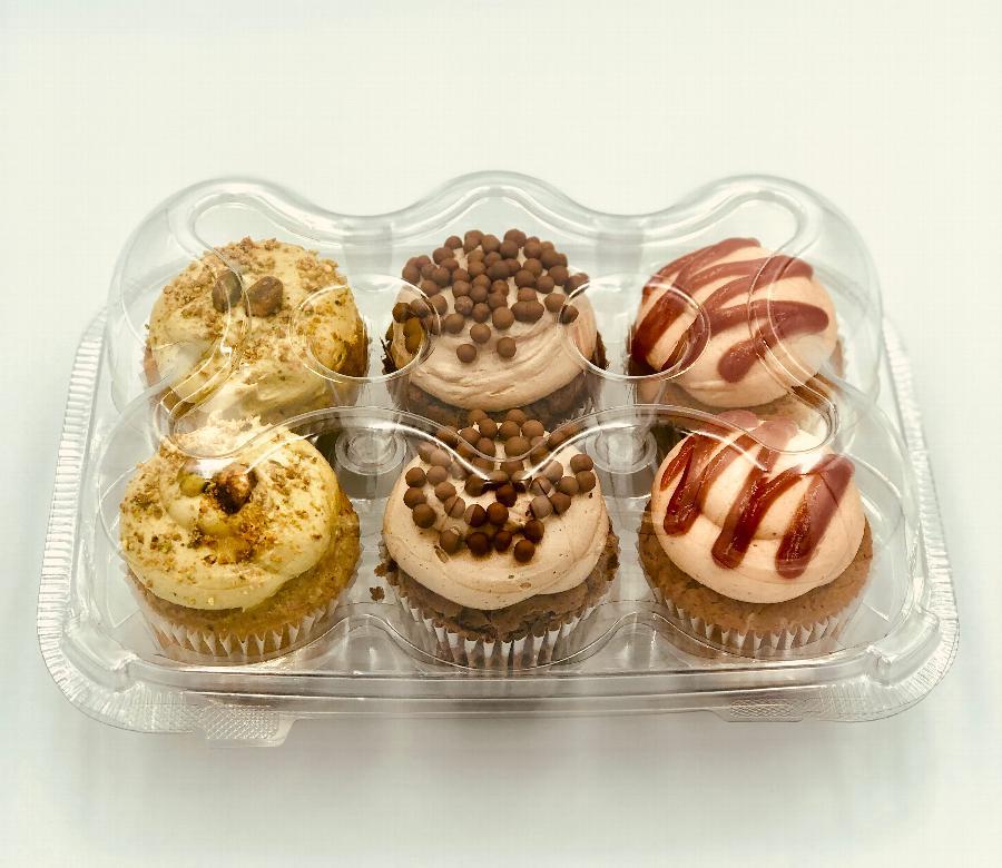 6 Compartment Clear Hinged High Dome Cupcake Container - 150/Case